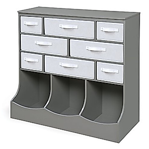 Storage Station 8 Cubby 3 Bin Organizing Unit with Reversible Baskets