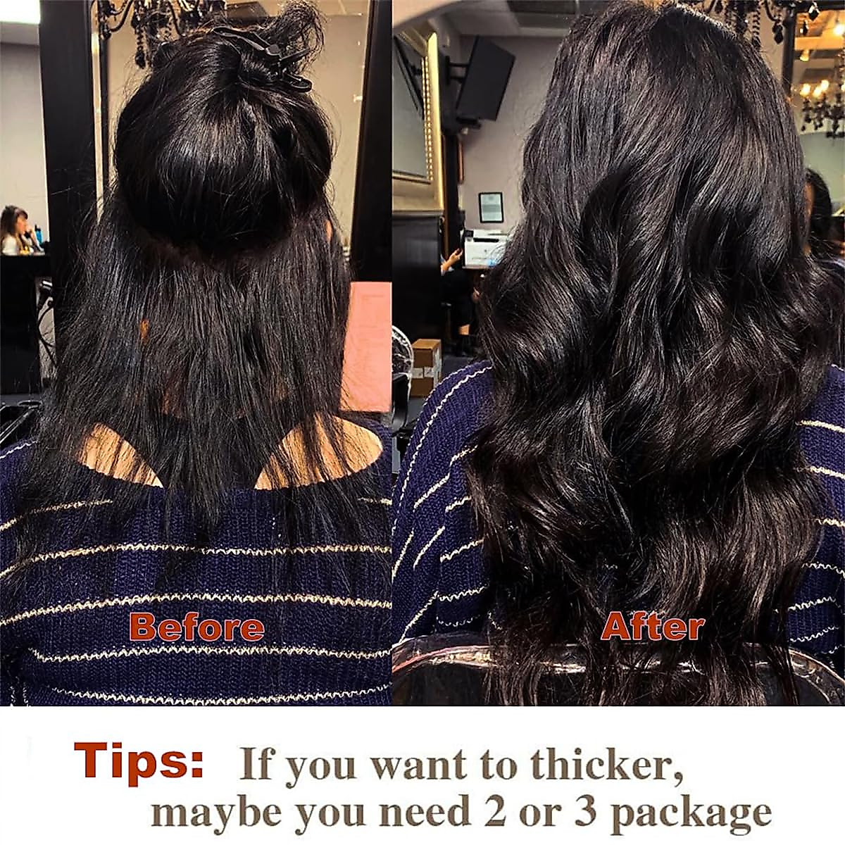 Kislemon Clip in Hair Extensions #1B Natural 10A Body Wave 100% Unprocessed Virgin Human Hair Cheap 8 Pieces/Lot 125g with 16 Clips(26 Inch)