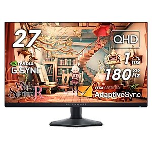 Alienware AW2724DM Gaming Monitor - 27" QHD 180Hz w Overclock, AMD FreeSync Premium Pro, NVIDIA G-SYNC, VESA Display - Black,Black/Silver
