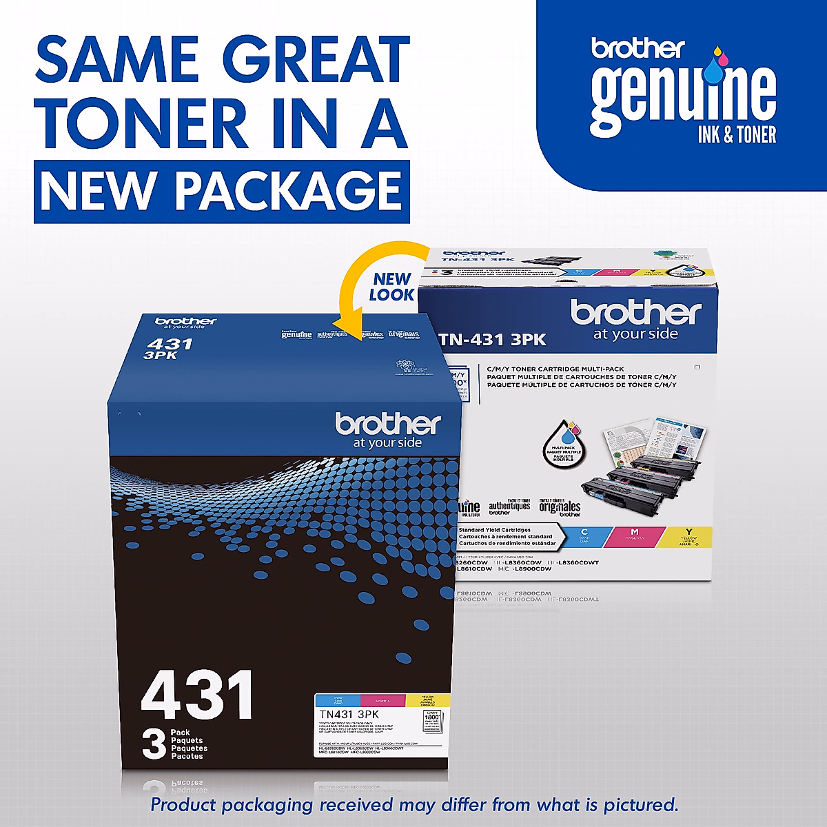 Brother TN-431 3PK, Cyan, Magenta, Yellow, Standard Yield, Model: TN4313PK