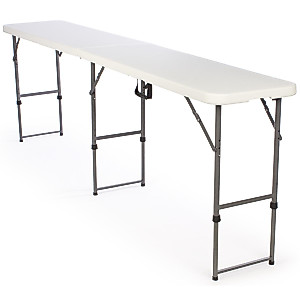 Displays2go Adjustable-Height Folding Tables are Portable and Can Be Adjusted to 3 Separate Heights
