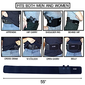 Ghost Concealment L Belly Band Holster for Concealed Carry | Fits up to a 54" Belly | IWB Gun Holsters | Men and Women (Right)