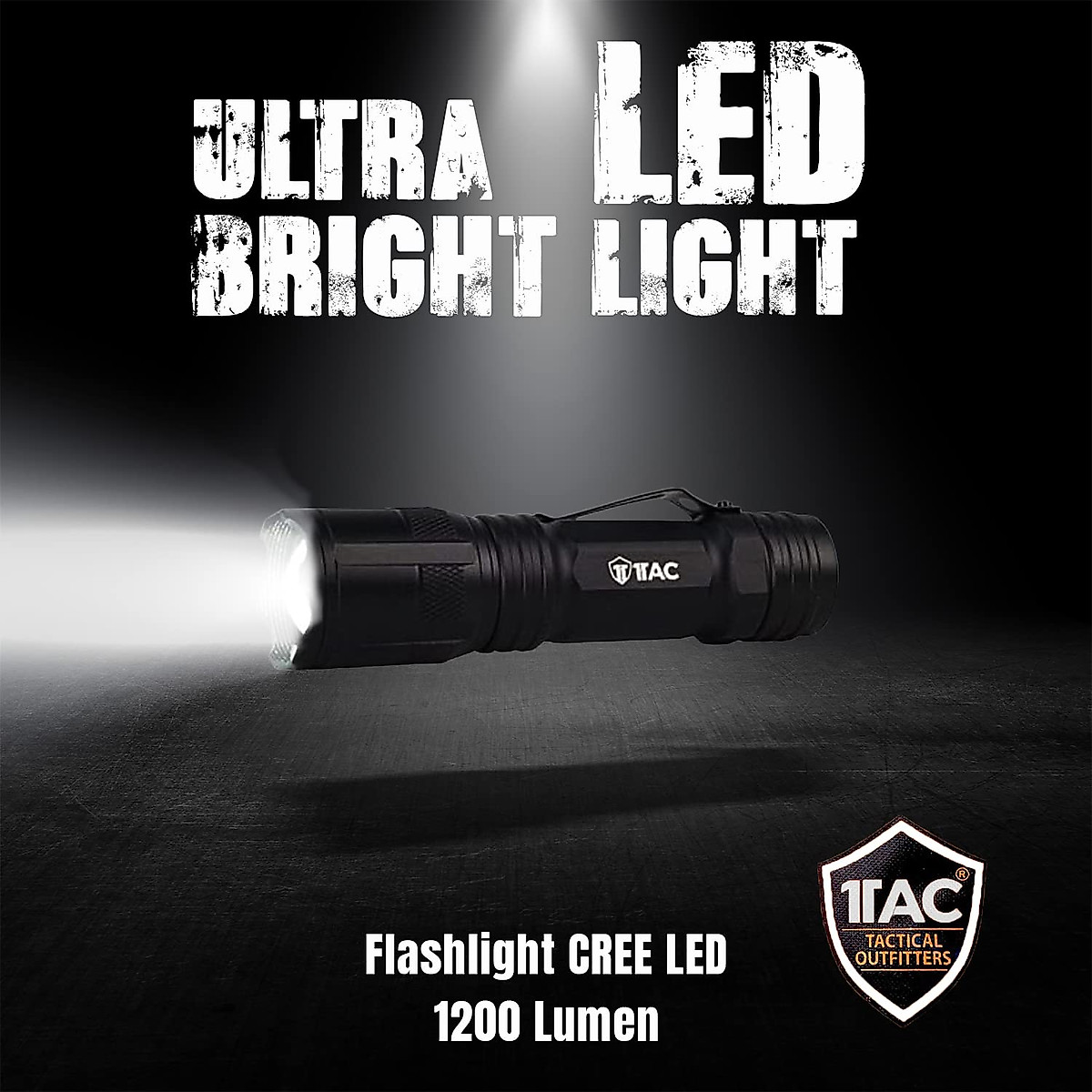 1TAC LED Ultra Bright High Powered 1200 Lumen Tactical Flashlight CREE LED | Waterproof Magnetic Base Lanyard Utility Clip Five Modes of Light | Aircraft Grade Aluminum
