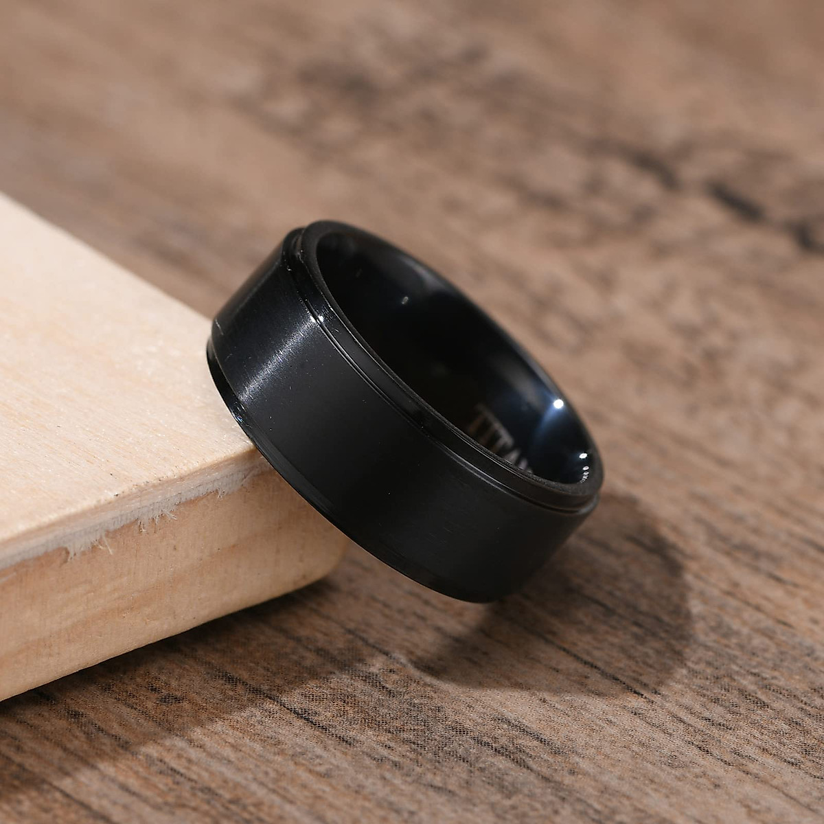 MZZJ Customize Her Weirdo & His Crazy Couple Ring Set Titanium Rings 8MM+6MM Brushed Couple Ring Set for Wedding Engagement Step Edges Promise Rings for Him Her for Couples