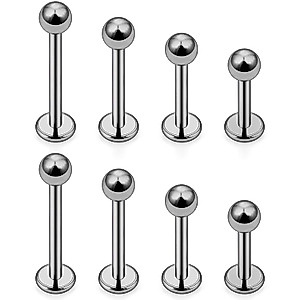 SCERRING 8PCS 16g G23 Titanium Labret Monroe Lip Tragus Cartilage Earring Ring Stud Piercing Jewelry 6mm 8mm 10mm 12mm