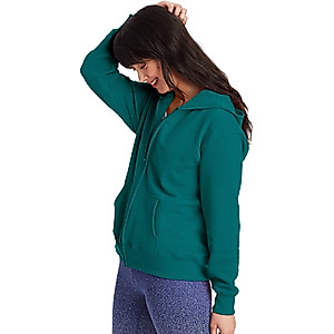 Hanes Comfortblend Full-Zip Hooded, EcoSmart Sweatshirt, Women's Comfortable Hoodie, Jade Pine