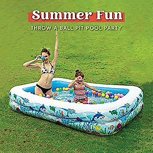 JOYIN Inflatable Swimming Pool, 103" x 69" x 20" Giant-Size Swim Center Kiddie Pool Ocean Pattern for Summer Water Fun Kids Family Outdoor Indoor Activity