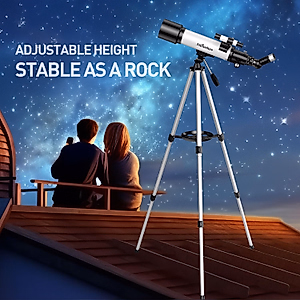 Telescope 70mm Aperture 600mm -Magnification 24-180X, Astronomical Portable Refracting Telescope Fully Multi-Coated High Transmission Coatings AZ Mount with Tripod &Wireless Control & Carrying Bag