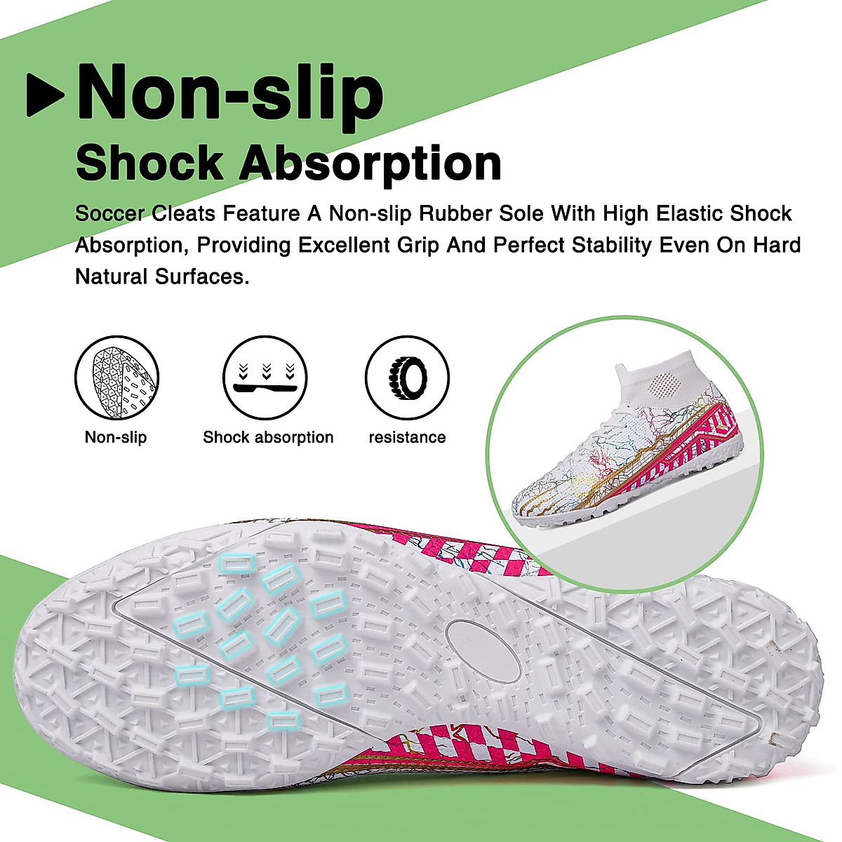 Indoor Soccer Shoes Mens Soccer Cleats Women Turf Soccer Shoes Men Tacos De Futbol para Hombre Zapatos De Futbol para Hombres Futbol Football Cleats for Big Boy Futsal Shoes High Top Shoes TF