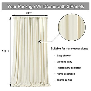 10 ft x 10 ft Wrinkle Free Ivory Backdrop Curtain Panels, Polyester Photography Backdrop Drapes, Wedding Party Home Decoration Supplies