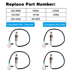 JDMON Compatible with O2 Oxygen Sensor Upstream & Downstream Chevrolet GMC Silverado 1500 /Tahoe 5.3L, Sierra 1500/Yukon 2003 2004 2005,Replaces 21546, SG1857,234-4668,15284, Set of 4