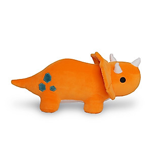 Avocatt Orange Dinosaur Triceratops Plushie - 10 Inches Stuffed Animal Plush Dino - Plushy and Squishy Dinosaur with Soft Fabric and Stuffing - Cute Toy Gift for Boys and Girls