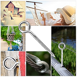 Eye Hooks Screw in Heavy Duty，304 Stainless Steel Eye Bolt，3.5 Inches Long Eye Screws Ring ，Swing Hooks for Hammock Stand, Swings Chair,Yoga , Indoor & Outdoor，Self Tapping Screws 4 Pack