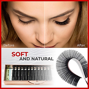 THE LASH SUPPLY Easy Fan Volume Eyelashes, Magic Lashes Extension Professional Supplies, C/D Curl, 9-20mm Length, 0.05 Thickness, Black Matte Lashes, Lash Mixed Length Tray