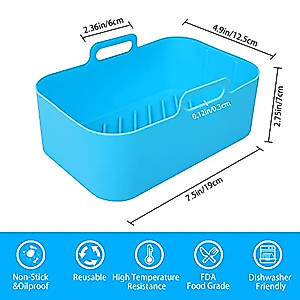 2Pcs Silicone Pot Reusable Air Fryer Liners Food Safe Non Stick Air Fryer Basket Accessories Replacement Baking Tray for Ninja Dual Dz201 Dualzone