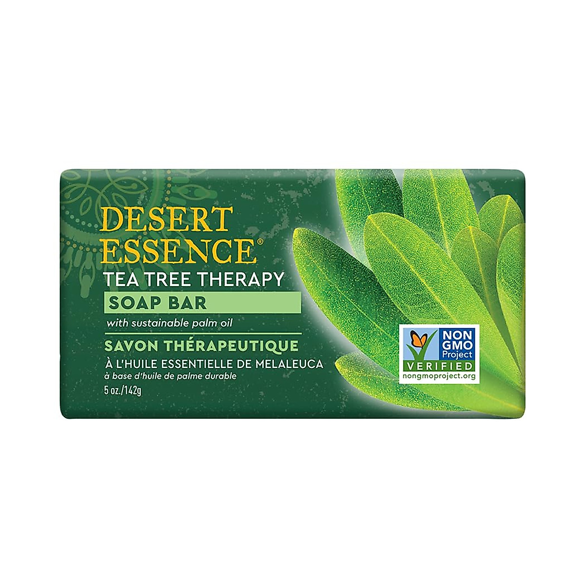 Desert Essence Tea Tree Therapy Cleansing Soap Bar - Plant-Based with Sustainable Palm Oil, Eco-Harvest® Tea Tree, Jojoba Oil, Aloe – Safe for Sensitive Skin, Face & Body, Vegan, Cruelty-Free