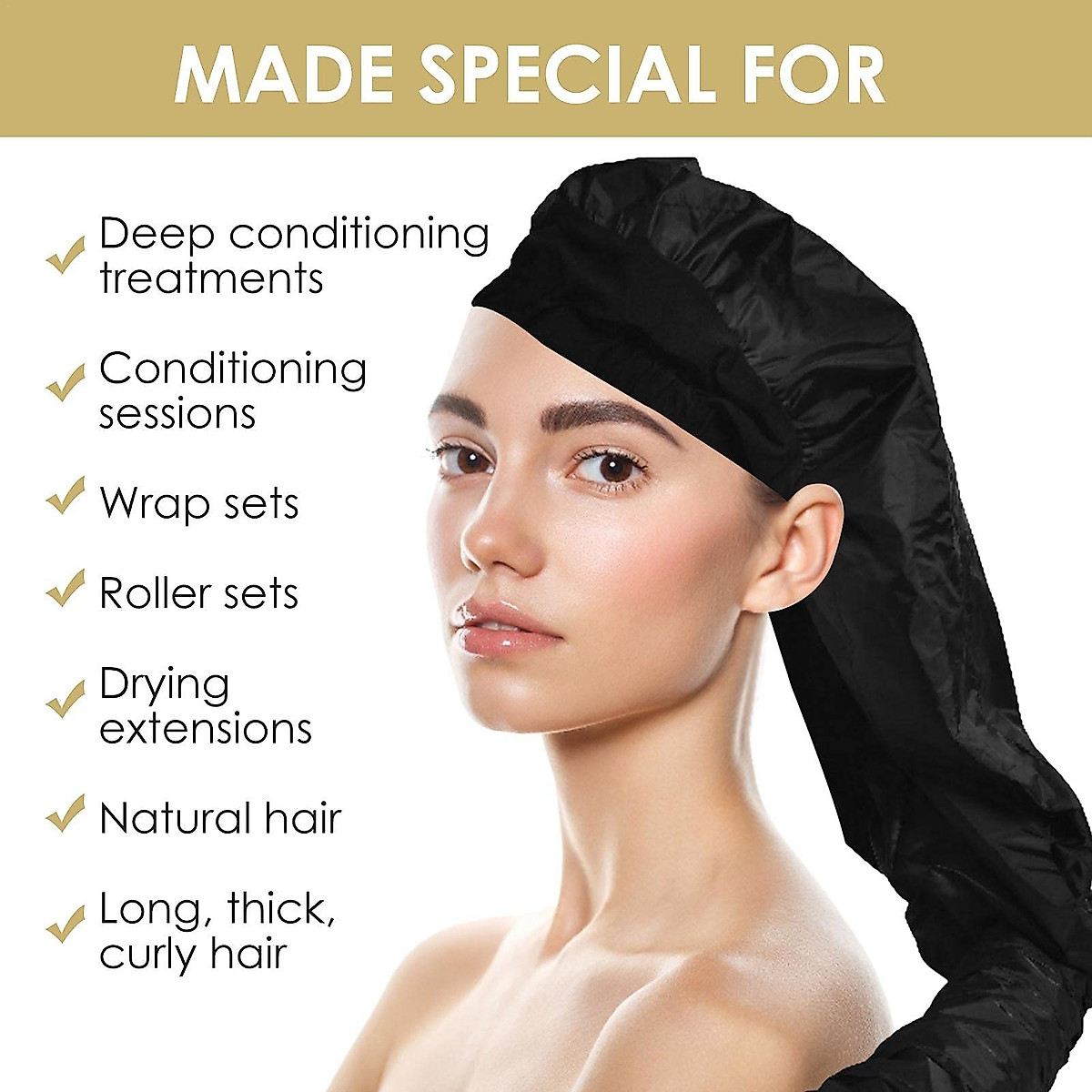 AnHuaYK Portable Hair Hair Dryer Cap, No Damage To Hair, Speeds Up Drying Home At Time For Drying Styling Curling Deep Conditioning Cap Fits To All Small Or Big Heads (Black)