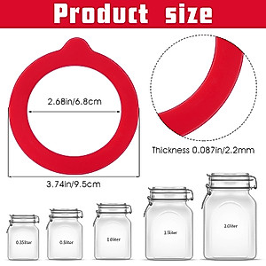 12 Pieces Silicone Jar Gaskets, 3.75 Inches Replacement Rubber Seals Rings Airtight Silicone Gasket Sealing Rings for Mason Canning Jar, Regular Glass Jars (Red)