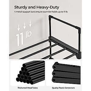 SONGMICS Shoe Rack, 10 Tier Shoe Organizer, Metal Shoe Storage Shelf for 20 Pairs of Shoes, Easy to Assemble, Entryway, Black ULSA25BK