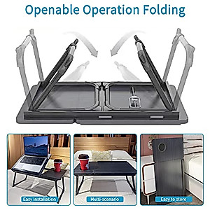 CloudTrip Laptop Desk for Bed or Couch, Lap Desk, Woking in Bed Desk, Home Office Desks, Breakfast Tray, Desk with Cup Holder, Watching Movies in Bed, Laptop Stand for Bed, Fordable Legs Desk (Black)
