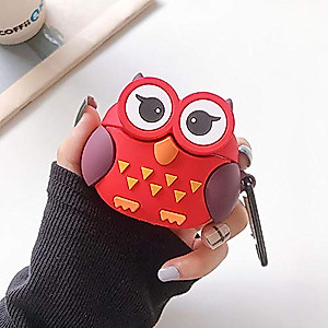 BONTOUJOUR Case for AirPods Pro/3, Cute Funny Creative Big Eyes Red Night Owl Earphone Case, Soft Silicone Earphone Charging Case Cover Protective Skin for AirPods Pro/3 +Hook