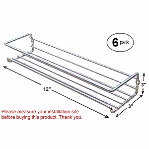 6 Pack. Wall mount spice rack organizer for cabinet. Spice shelf. Seasoning organizer. Pantry door organizer. Spice storage. 12 x 3 x 3 inches. Premium Present brand