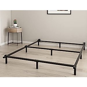 THEOCORATE Bed Frame Queen, 7 Inch Metal Basics Bed Frame, Low Profile Base for Box Spring, 9-Leg Support, Noise-Free, Easy Assembly, Black
