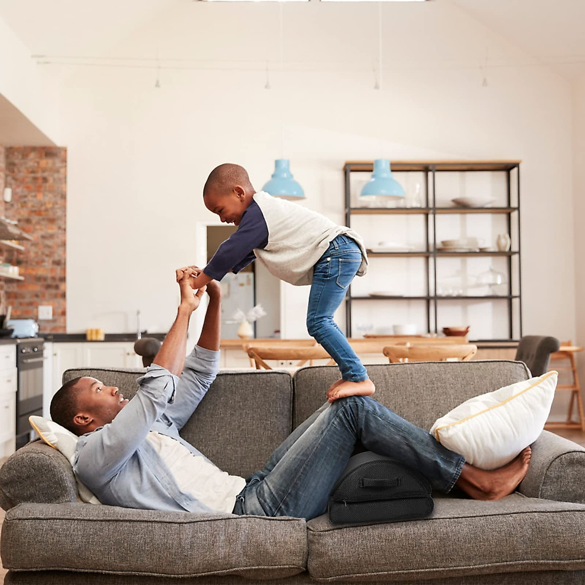 Lamtetur Footrest for Under Desk at Work with 1 Optional Covers for Replacing– Adjustable Memory Foam Foot Rest for Office Chair & Gaming Chair – Ergonomic Design for Back & Hip Pain Relief (Black)