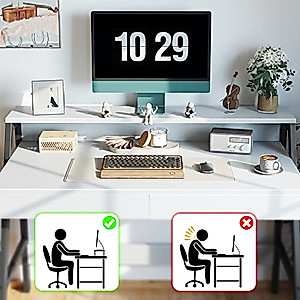 CubiCubi Computer Desk with 2 Storage Drawers, Home Office Writing Desk, Study Table for Small Space, (White, Monitor Stand)