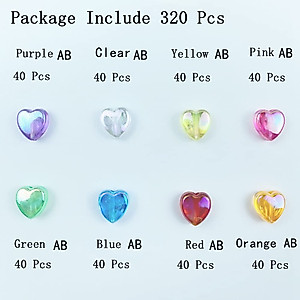Xinhongo 320 Pcs Heart Beads Small Hole Beads Acrylic Beads Heart Shape Beads 8mm Bead Loose Bead for Making Bracelet Necklace Jewelry Making Craft Beads,8 Colors