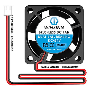 WINSINN 40mm Fan 24V, 3D Printer Micro 24 Volt Fans 4020 Dual Ball Bearing, Brushless Cooling 40mmx20mm 2PIN (Pack of 4Pcs)