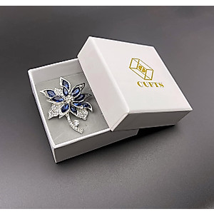 Blue Crystal Brooch Pins Fancy Vintage Style Rhinestone Flower Brooches Jewelry Gift for Women, girls, ladies (Blue Brooch 1)