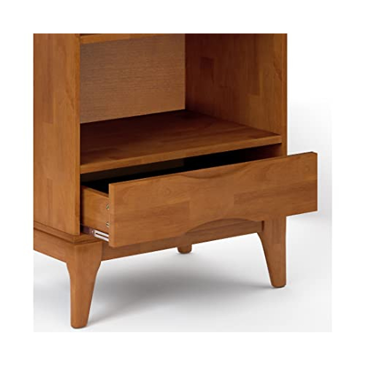 SIMPLIHOME Harper SOLID HARDWOOD 60 inch x 24 inch Mid Century Modern Bookcase with Storage in Teak Brown with 1 Drawer and 4 Shelves, for the Living Room, Study and Office