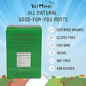 VerMints | Organic | Wintergreen | Breath Mints | 2 pack Individial |100 Count |Trial Size | Breath Mints | Gluten Free | NonGMO | Kosher | Vegan | Nut free