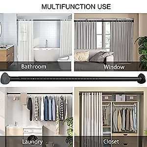 Oxdigi Room Divider Curtain Rod Long 142.1-160 Inches/Matt Black Tension Curtain Rod/No Drill,Never Rust,Heavy Duty,Adjustable,Thickened Pipe Wall/Spring Tension Rod for Window,Bathroom,Bedroom