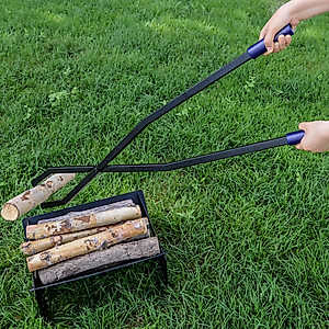 40'' Fire Tongs for Fire Pit Firewood Grabber Tool for Large Logs Outdoor Bonfire Campfire Backyard Deck Camping Heavy Duty Metal Log Grabber Rustproof Safely Moves Firewood