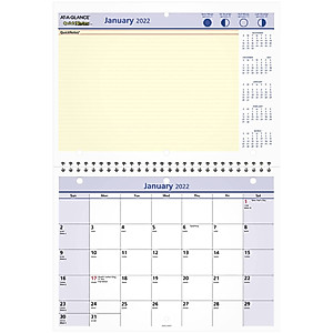 2022 Wall & Desk Calendar by AT-A-GLANCE, 11" x 8", Small, Monthly, Wirebound, QuickNotes, Daily Blocks 1-1/4” x 1-1/4” (PM5028)