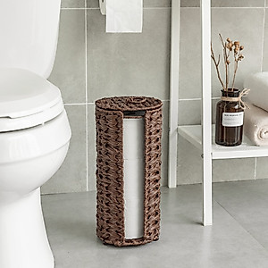 GRANNY SAYS Toilet Paper Storage Basket With Lid, Holder Stand, Waterproof Organizer for Bathroom, Holds 3 Mega Rolls, Brown