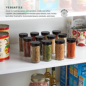 Kamenstein 5244227 Empty Jars With Black Cap, Set Of 12, 3-Ounce