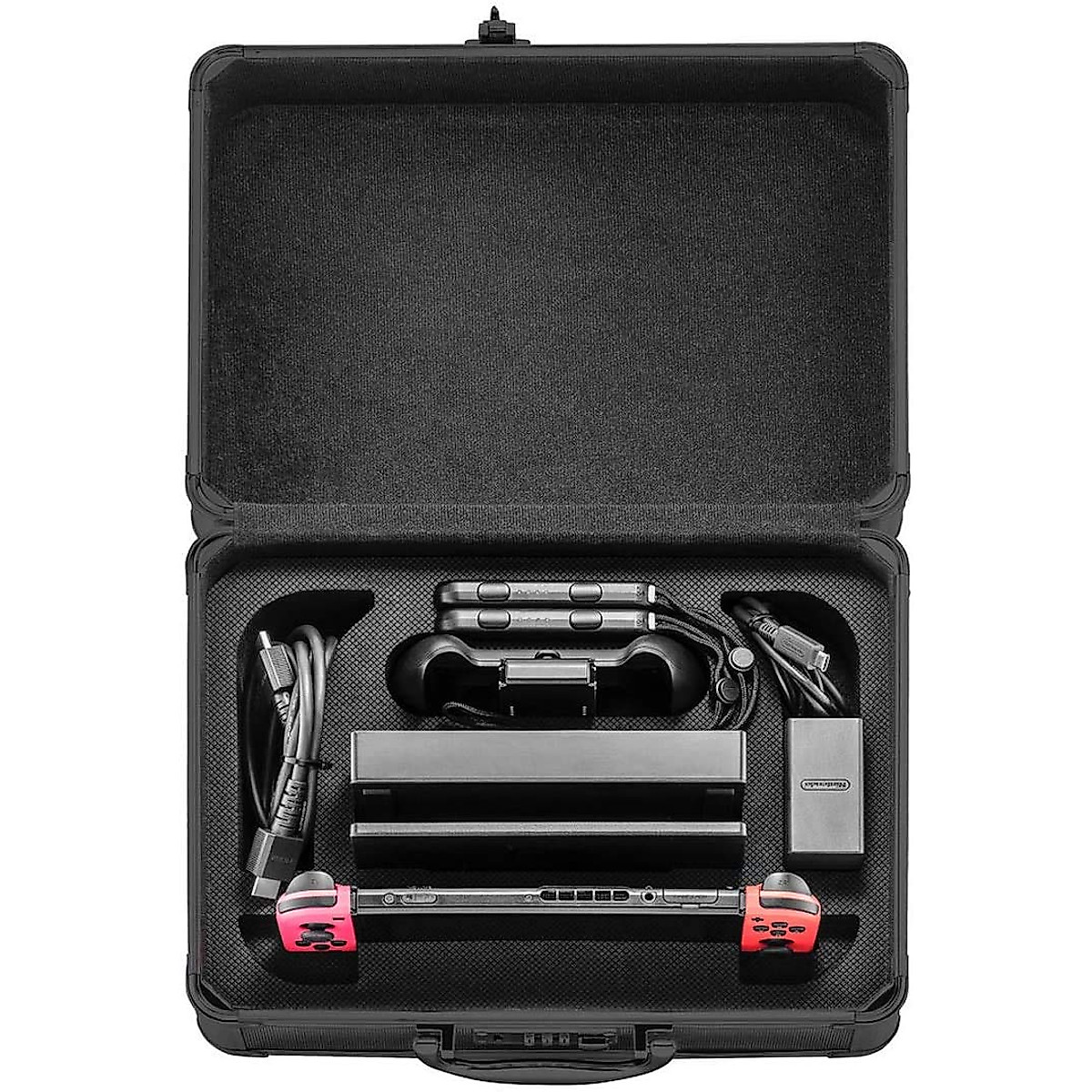 Vaultz Locking Nintendo Switch Case, Carrying Case Organizes Accessories and Protects, Combination Lock, 12.5"L x 5"H x 9.5"W, Tactical Black (VZ01112)