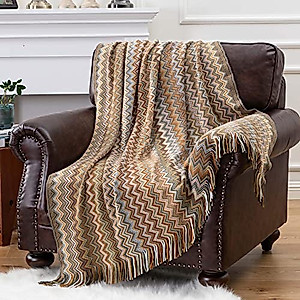 BATTILO HOME Boho Throw Blanket , Yellow Throw Blankets for Couch Bed Sofa , Fall Decorative Blankets with Tassel, Soft Lightweight Mexcian Afgan Blankets and Throws, 50"x80" (Yellow)