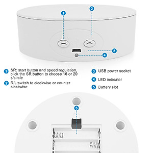 fotoconic Electric Motorized Turntable Rotating Display Stand, Remote Control Angle, Speed Direction, Various Rotation Mode, 11 Lbs Centric Loading, and 2 Pieces Magnetic Cover (4.75" & 8" Diameter)