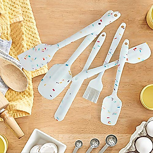 Shebaking Silicone Spatula Set, 6 Piece Heat Resistant Rubber Spatulas Set for Baking Cooking and Mixing Kitchen Utensils Seamless One Piece Spatula with Stainless Steel Core, Nonstick Dishwasher Safe