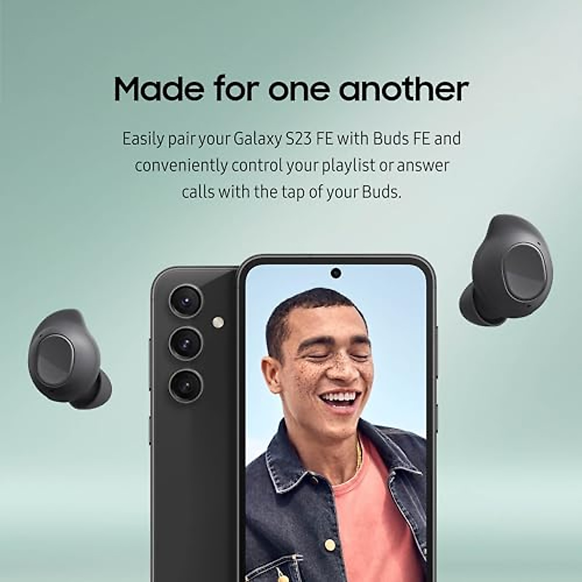 SAMSUNG Galaxy S23 FE Cell Phone (Mint) + $49.99 Buds FE (Graphite) 256GB Unlocked Android Smartphone w/ Long Battery Life and True Wireless Bluetooth Earbuds w/ Wing Tip Design, US Version, 2023