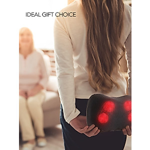 Shiatsu Back Neck and Shoulder Massager with Heat, 3D Kneading Deep Tissue Electric Massage Pillow for Muscle Pain Relief, Spa-Like Soothing for Home Car and Office