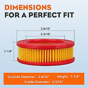 Hipa 951-14628 Air Filter for Troy-Bilt TB105 TB115 TB17 5T65RUA 5T65VUA 1T65DT 140CC 149CC OHV Engine MTD 11A-02SB706 Craftsman Lawn Mower Parts Replace 751-14628 490-200-M057 Filter Pack of 5