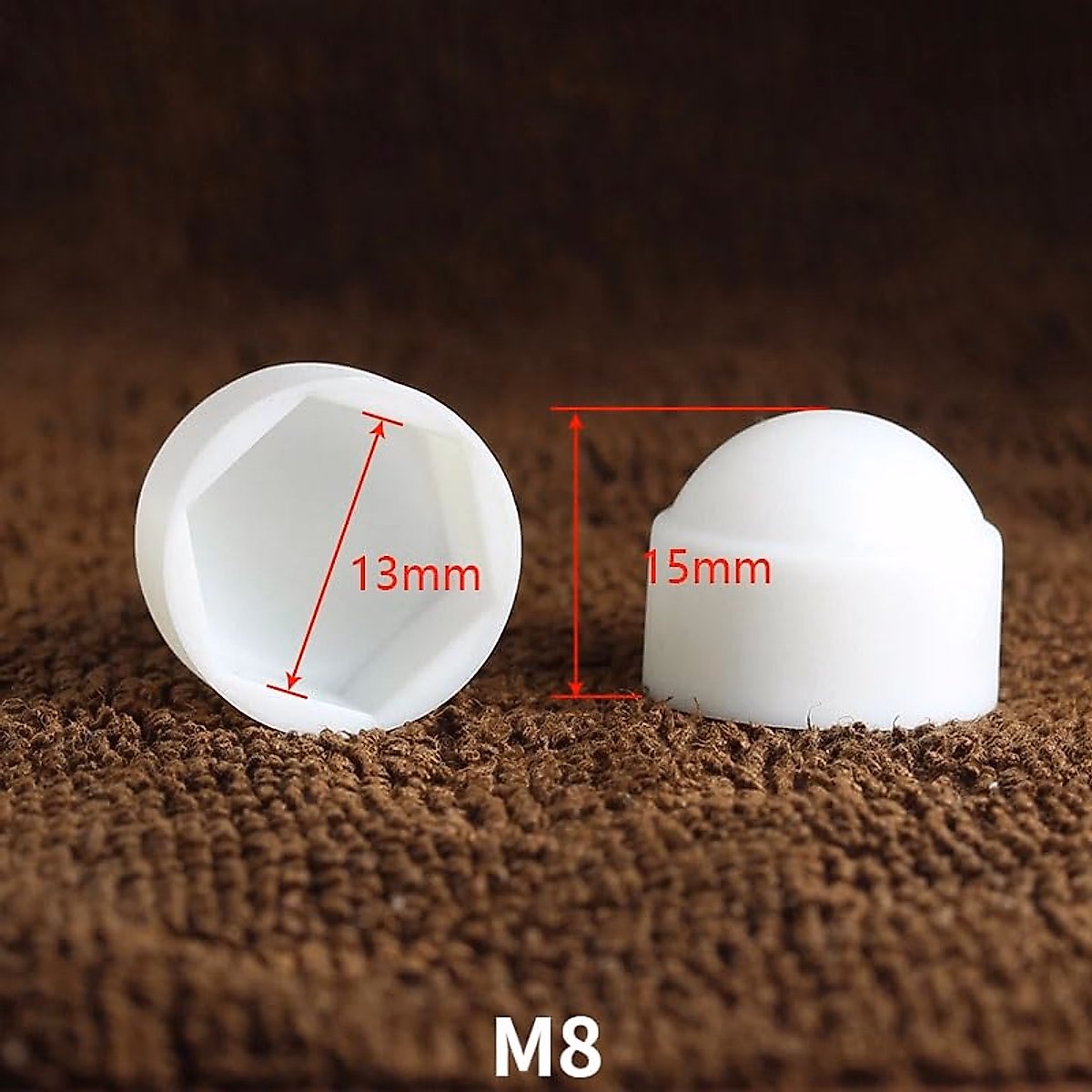 Idomin 10pcs Acorn Nuts M4 M5 M6 M8 M10 M12 White Plastic Decorative Cap Blind Nuts Caps Covers Hex Dome Acorn Nut (Size : M8)