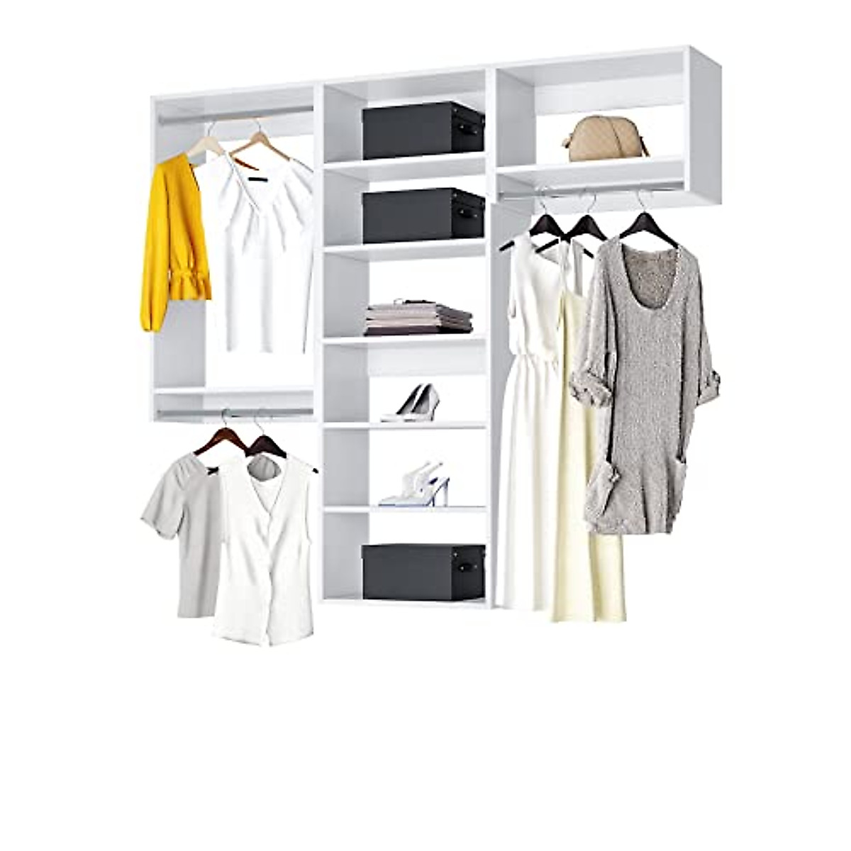 MC Modular Closets Closet Kit with Hanging Rods & Shelves - Corner Closet System - White, 79.5 inches Wide