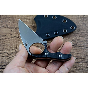 TWO SUN Fixed Knife 14C28N Blade with Kydex Case Black Micarta Handle TS467