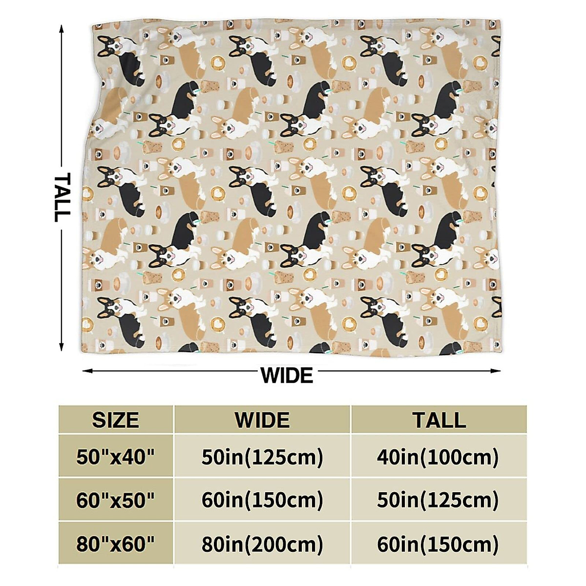Corgi Blanket Cute Comfort Warm Corgi Throw Blanket Soft Fleece Blankets Corgi Gifts for Corgi Lovers Kids